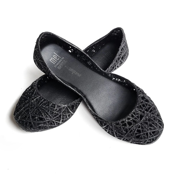 Mini Melissa | Shoes | Mini Melissa 3 Campana Black Flats Tween Faves ...